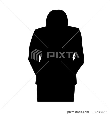 Silhouette of a business woman who apologizes... - Stock Illustration ...