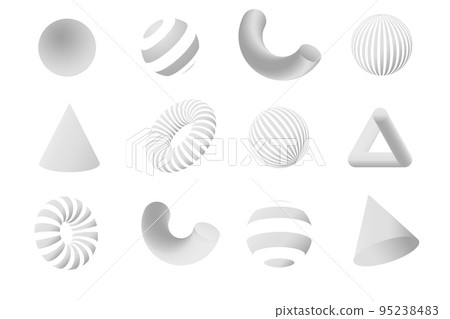 White geometry 3D shapes set. Vector design... - Stock Illustration ...