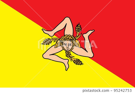 Sicily Flag. Region of Italy. Vector illustration. - Stock Illustration ...