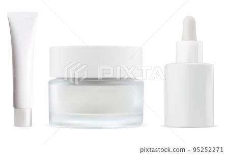 Cosmetic bottle set. White dropper bottle,... - Stock Illustration ...