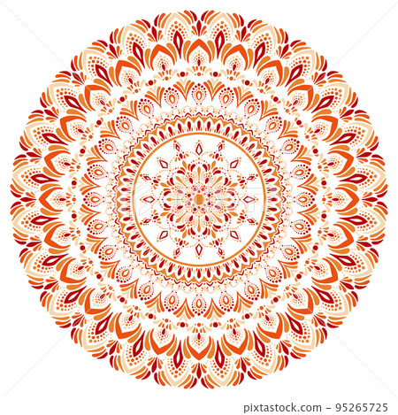 Mandala art (dots, geometric patterns, warm... - Stock Illustration ...