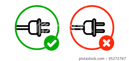 Outlet allowed and outlet not allowed icon set.... - Stock Illustration ...
