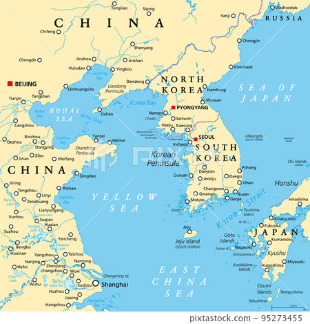 Korean Peninsula Region Political Map Stock Illustration Korean Peninsula Region Political Map Stock Illustration