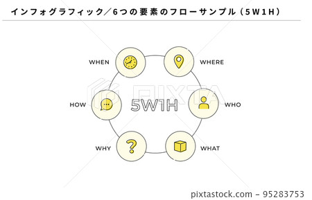 Infographic, flow sample of 6 elements, icons... - Stock Illustration ...