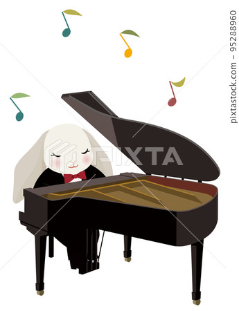 rabbit player playing the piano - Stock Illustration [95288960] - PIXTA