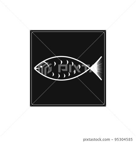 Illustration of Black Fish Icon isolated on a... - Stock Illustration ...