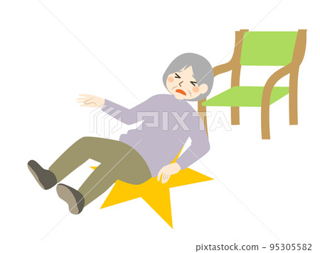 Elderly person falls from a chair - Stock Illustration [95305582] - PIXTA