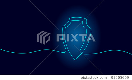 Cyber safety shield one line art. Continuous... - Stock Illustration ...