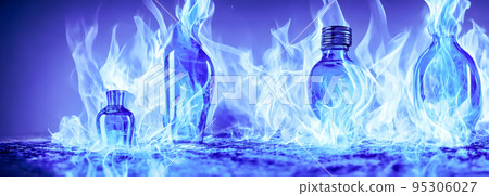 Abstract red Blue fire flames. fantasy Background - Stock Illustration ...