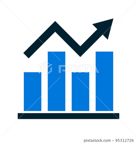 Blue bar chart icon. Growing chart. vector. - Stock Illustration [95312726] - PIXTA