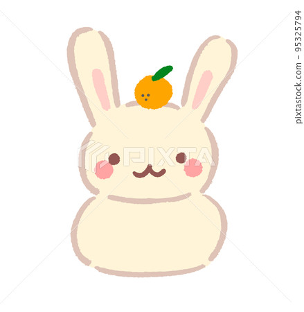 rabbit mirror rice cake hand drawn illustration - Stock Illustration ...