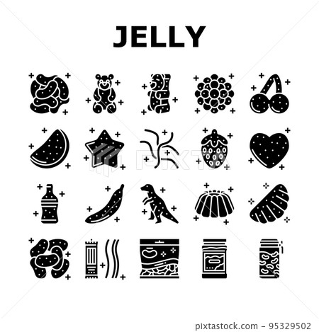 jelly candy gummy bear fruit gum icons set vector - Stock Illustration ...