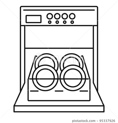 Open dishwasher icon. Outline illustration of... - Stock Illustration ...