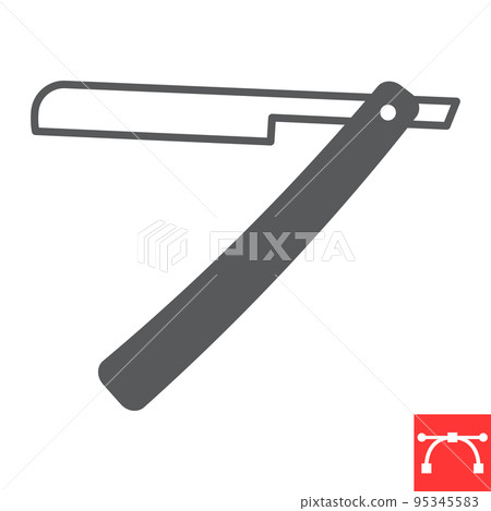 Straight razor glyph icon, barber and tool,... - Stock Illustration ...
