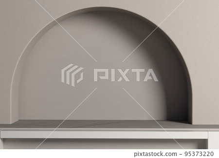 Arch shape interior beige in boho style.... - Stock Illustration ...