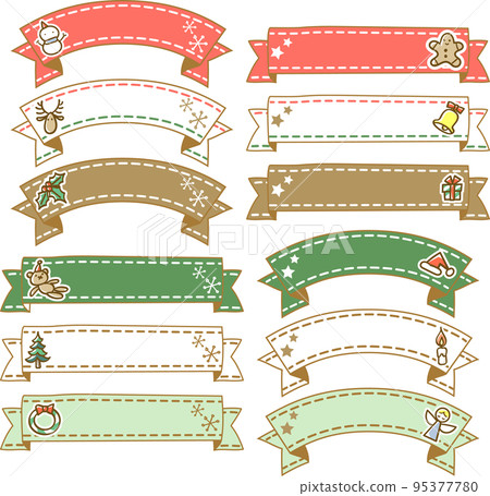 Christmas motif ribbon label set - Stock Illustration [95377780] - PIXTA