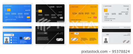 Card credit banks. Two sided, front and back.... - Stock Illustration ...