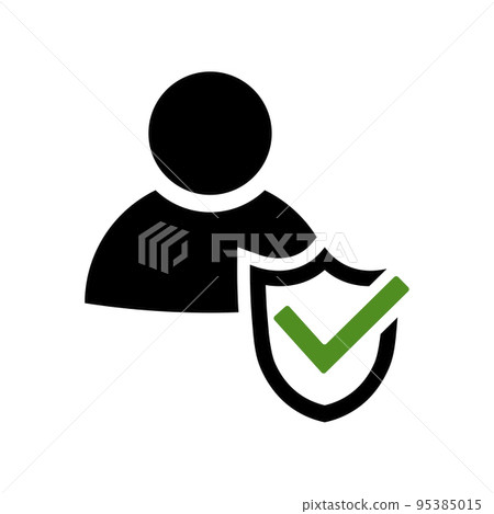 Man and shield security symbol. Protection icon - Stock Illustration ...