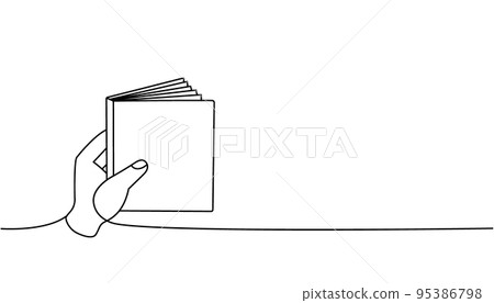Hand with closed book one line continuous... - Stock Illustration ...