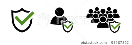 People and shield security symbols Protection icon - Stock Illustration ...