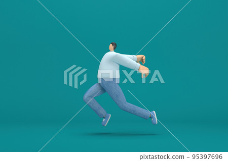 cartoon character wearing jeans white long... - Stock Illustration ...