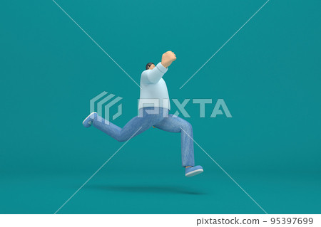 cartoon character wearing jeans white long... - Stock Illustration ...
