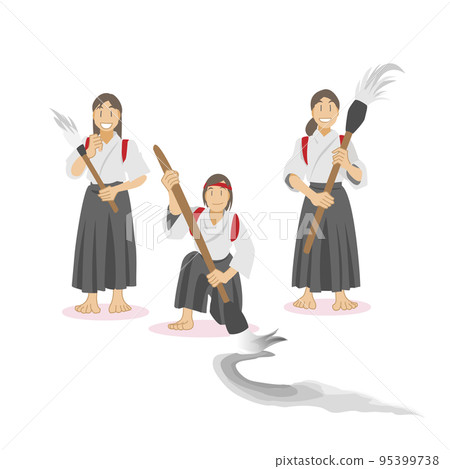 Calligraphy club members doing calligraphy... - Stock Illustration ...