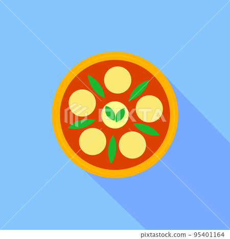 Pizza icon with long shadow. Colored pizza icon... - Stock Illustration ...