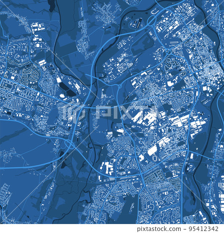 Detailed blue vector map poster of Brno city,... - Stock Illustration ...