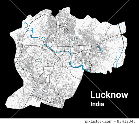 Lucknow map. Detailed map of Lucknow city... - Stock Illustration ...