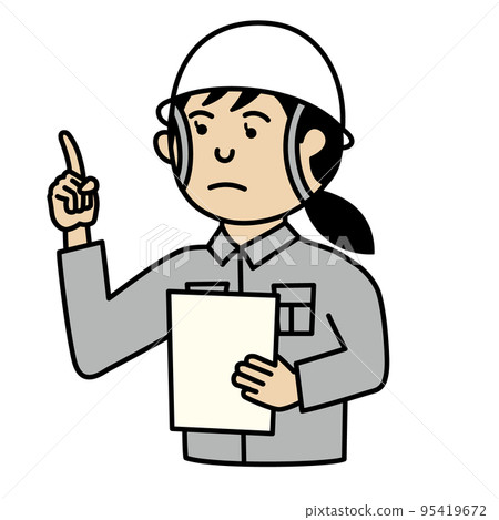 A female worker working in a factory giving... - Stock Illustration ...