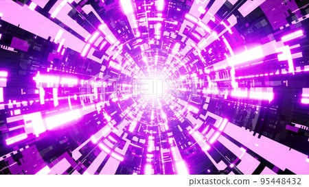 Shining Purple Light Technology Pattern Tunnel - Stock Illustration ...