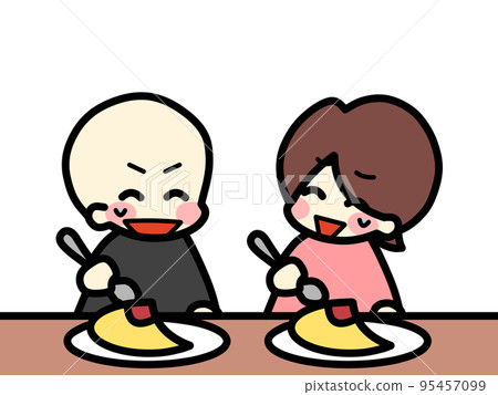 Illustration material of a couple who eats bad... - Stock Illustration ...