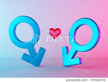 Two Male Symbol Gay Signs With Hands In Heart Shape Line Icon, LGBT