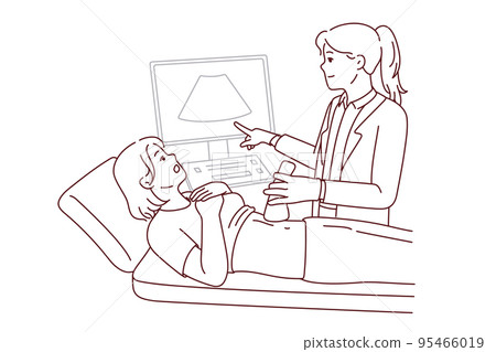 Doctor do belly ultrasound for female patient - Stock Illustration ...