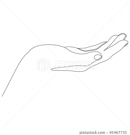 Facing up womans hand continuous one line... - Stock Illustration ...