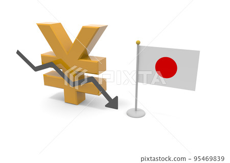 yen depreciation. Japanese flag. Yen price,... - Stock Illustration ...