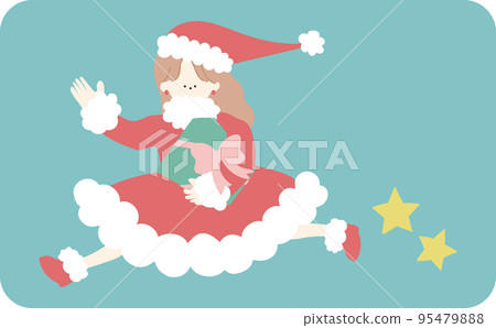 Girl in santa costume running with presents no... - Stock Illustration ...