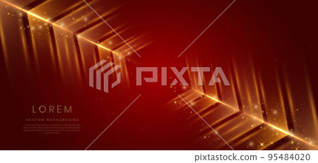 Abstract elegant arrow gold glowing on red... - Stock Illustration ...