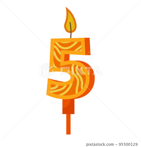 Birthday candles with numbers five and fire.... - Stock Illustration ...