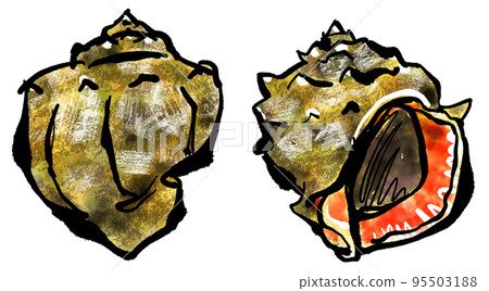 Hand-drawn illustration of Akanishigai... - Stock Illustration ...