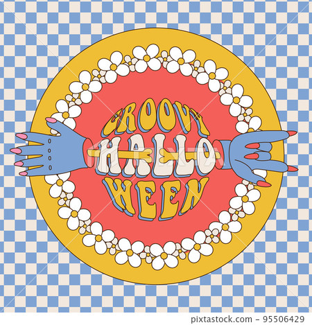 Groovy Halloween - 70s style greeting card or... - Stock Illustration ...