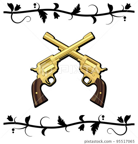 Gold Crossed Guns - Stock Illustration [95517065] - PIXTA