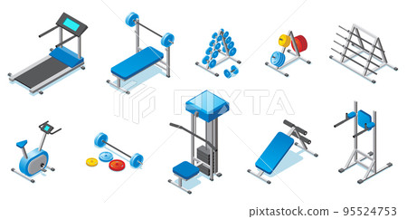 Isometric Fitness Equipment Collection - Stock Illustration [95524753 ...