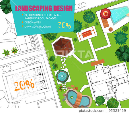 Landscape Design Top View Poster - Stock Illustration [95525439] - PIXTA
