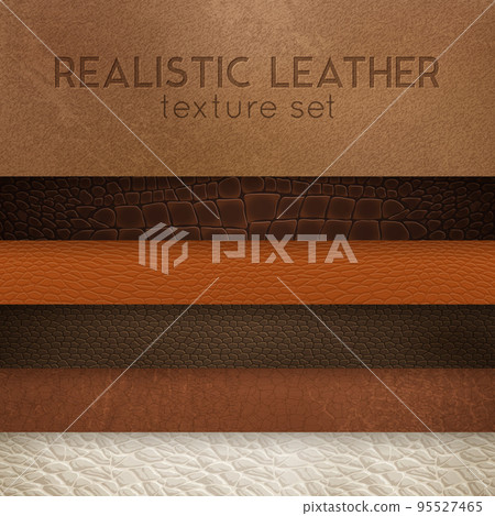 Leather Texture Realistic Samples Set - Stock Illustration [95527465 ...