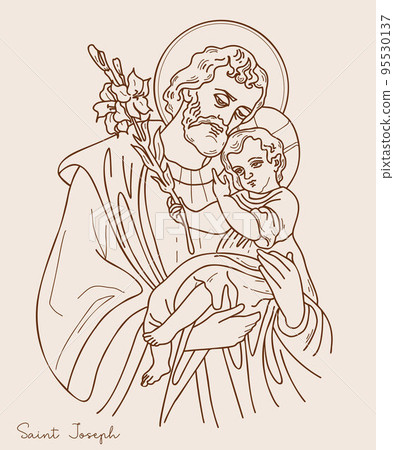 Saint Joseph the Betrothed. Icon Holy...-插圖素材 [95530137] - PIXTA圖庫