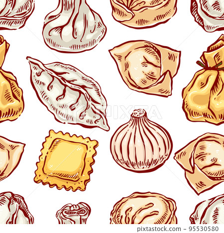 seamless variety of dumplings - Stock Illustration [95530580] - PIXTA