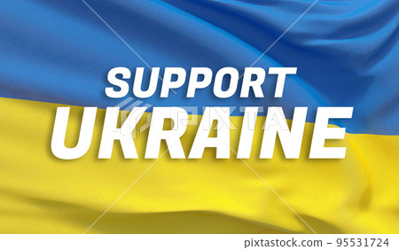 Support Ukraine text flag theme. Waving... - Stock Illustration ...