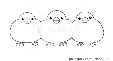 3 little birds coloring book - Stock Illustration [95532268] - PIXTA